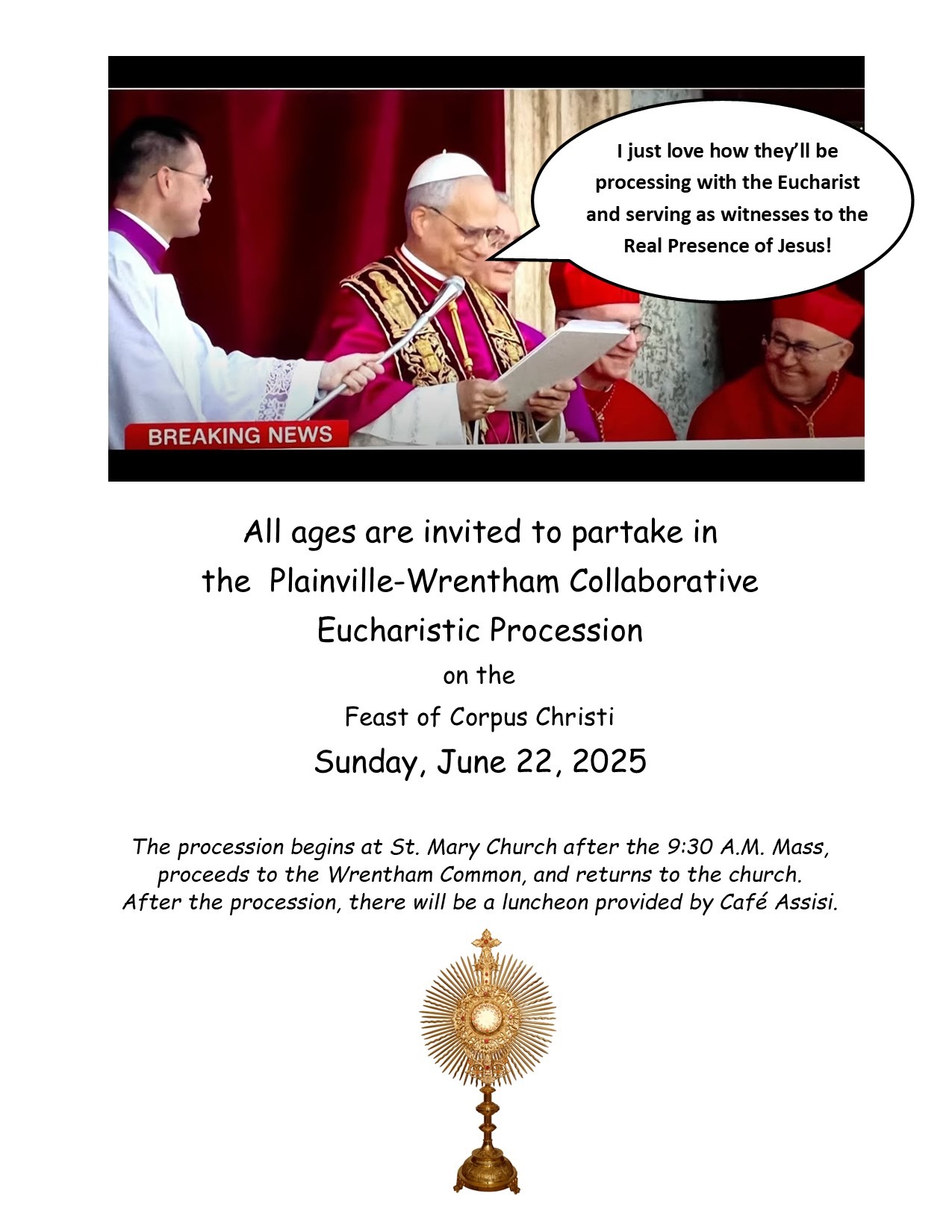 Eucharistic Procession Sun, June 22 - Click for Info! - St. Mary Parish - Wrentham, MA